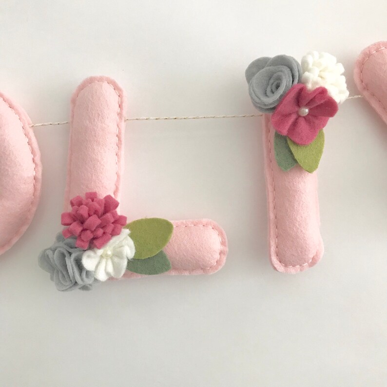 Primrose Pink Felt Name Banner Felt Name Pennant Felt - Etsy