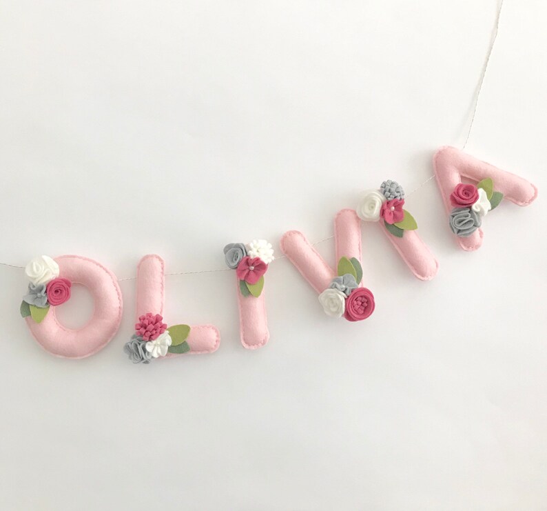 Primrose Pink Felt Name Banner Felt Name Pennant Felt - Etsy