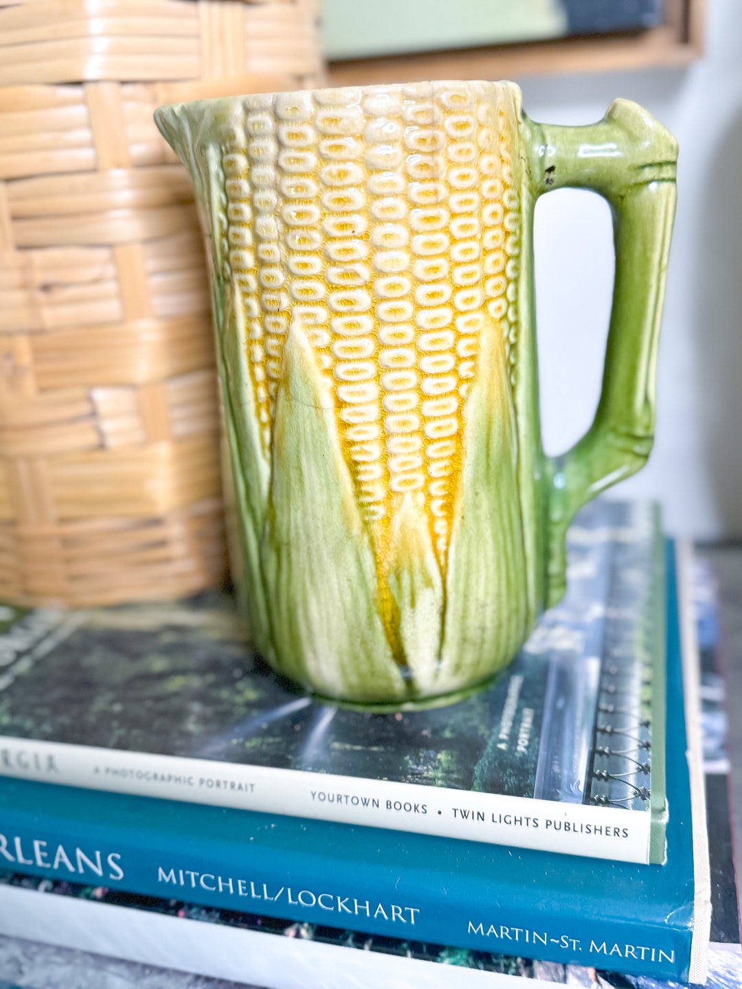 Antique Majolica Corn Pitcher by Brush Mccoy | Made in Ohio Circa 1910 ...