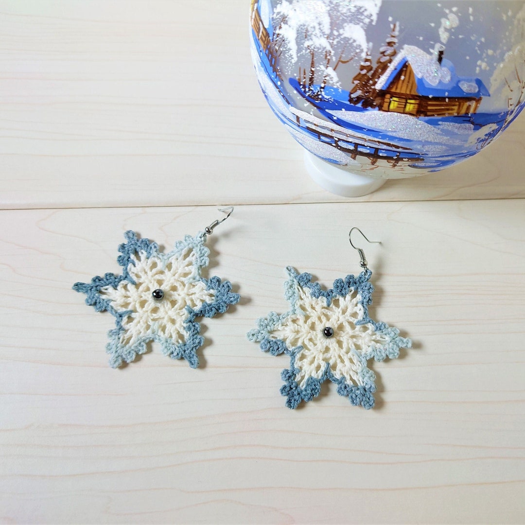 Snowflake Earrings, Crochet Earrings, Wedding Jewelry, Personalized ...