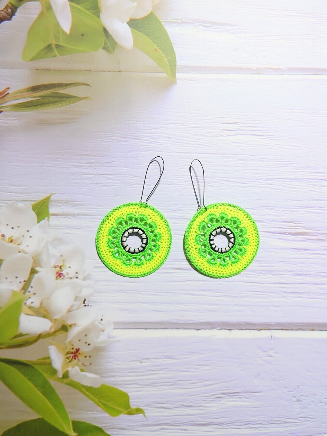 Neon Colors Big Hoop Earrings, Awesome Handcrafted Dangle for Beach ...