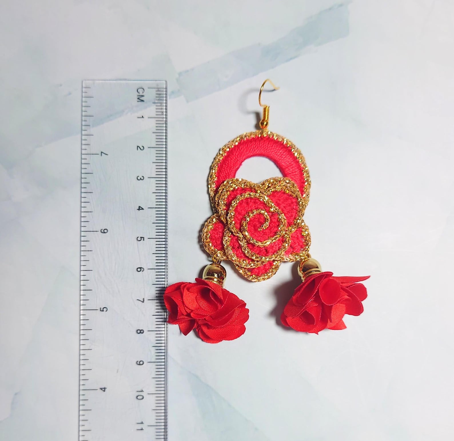 Red Gold Flamenco Earrings for Expressive Women, Spanish Style Jewelry ...