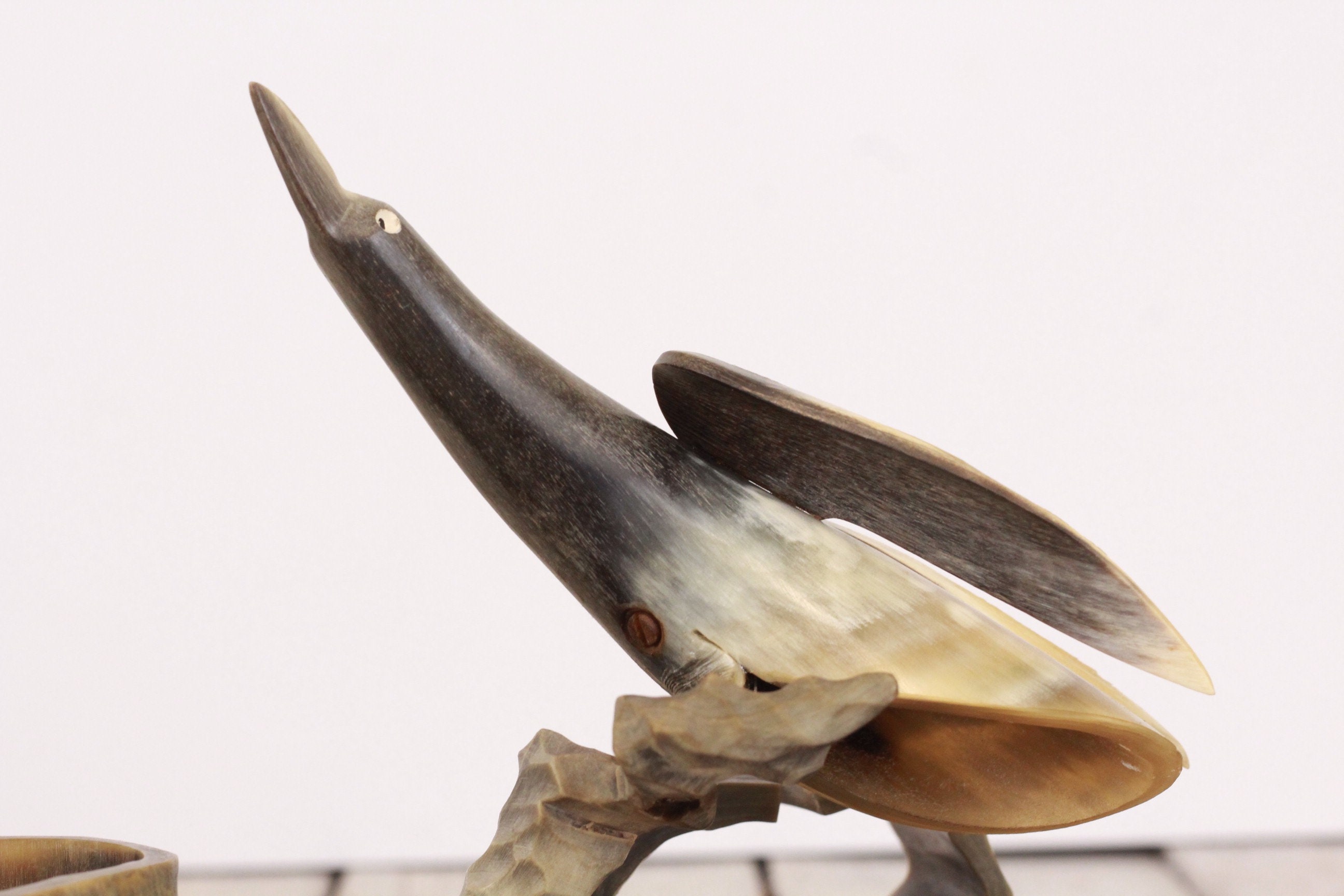 Vintage Horn Bird Figure: Carved Bone Statuette, Retro Decor - Etsy