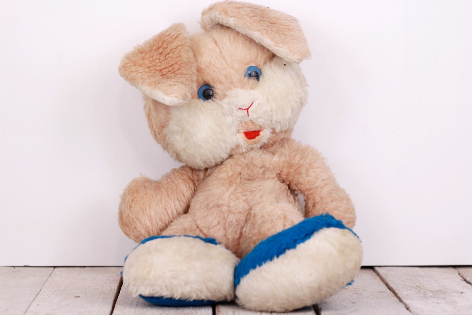 Vintage Plush Bunny, Pink and White Smile International Rabbit Bunny ...