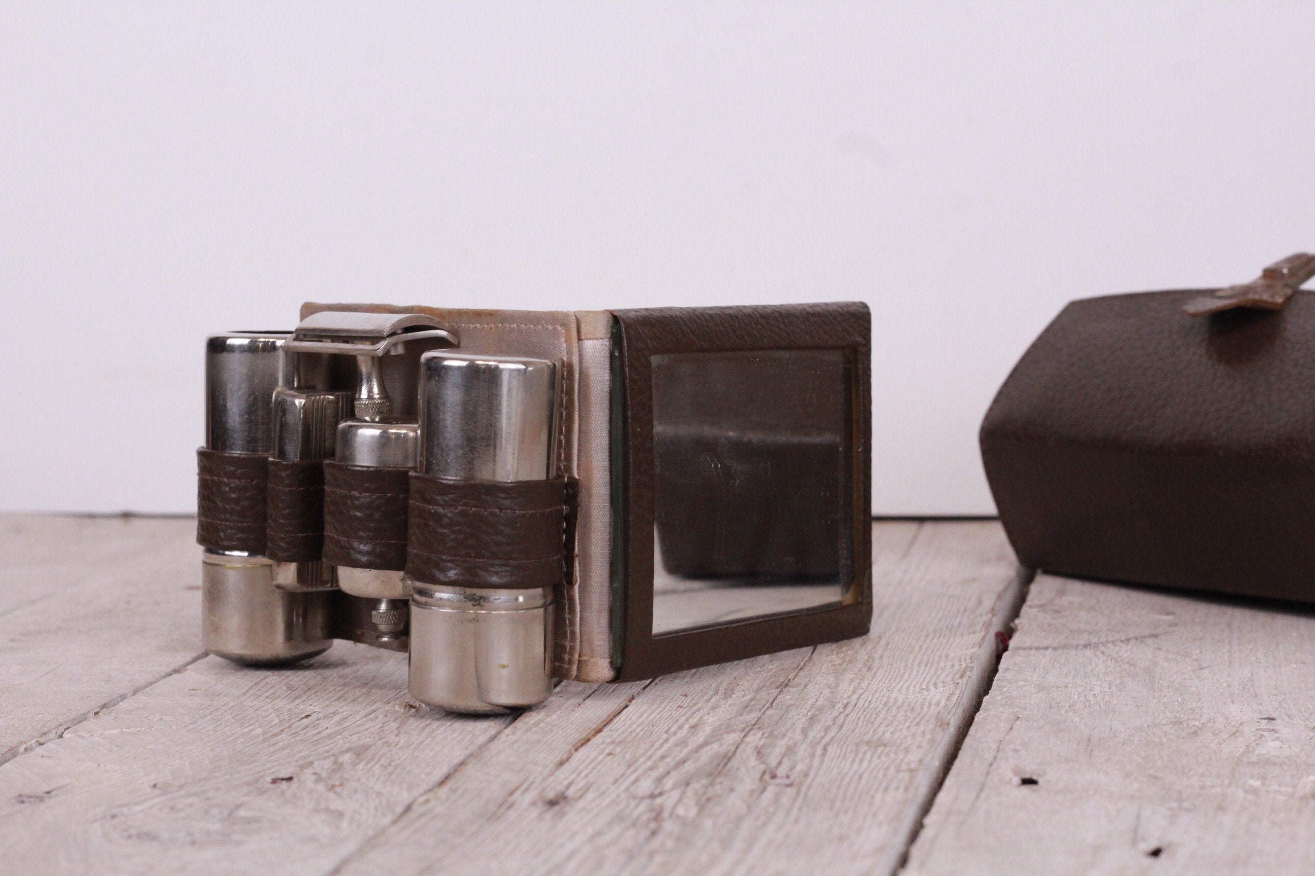 Travel Kit with Leather Case Shaving Kit Cosmetic Box | Etsy