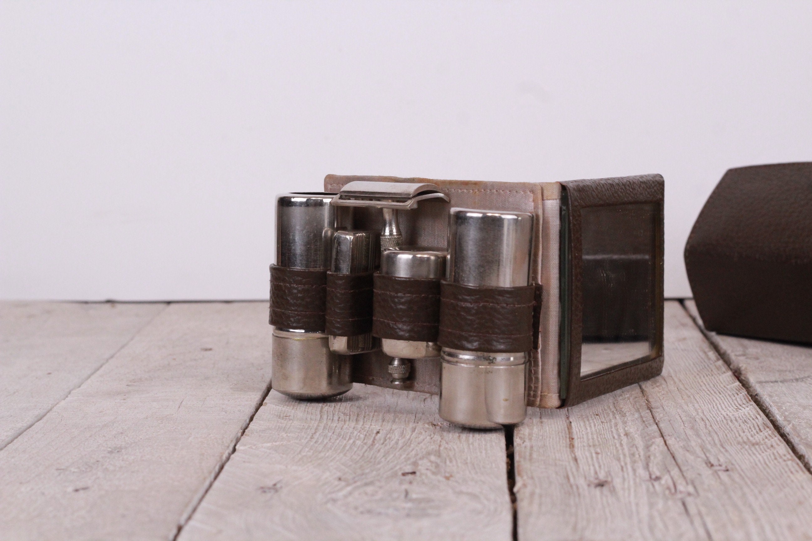 Travel Kit With Leather Case Shaving Kit Cosmetic Box - Etsy