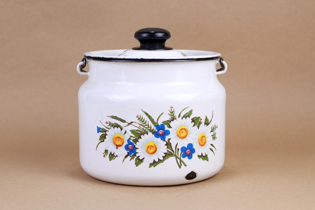 Milk Can, Enameled Milk Can, Vintage Milk Can, White Enamel Pail ...