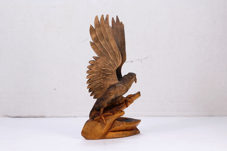 Eagle Figure Wood Eagle Sculpture Hand Carved Wooden Eagle - Etsy