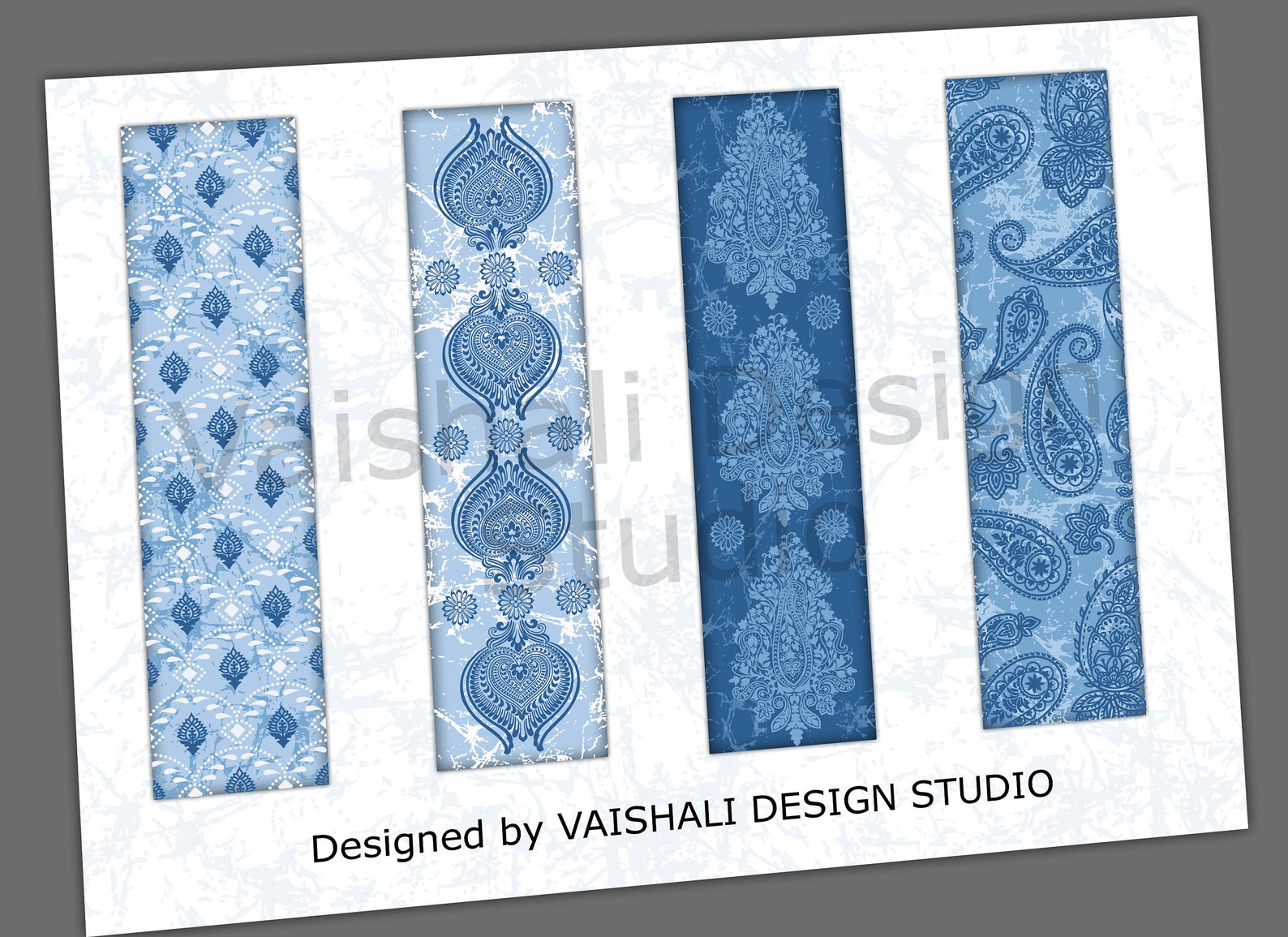 Batik Texture With Block Motif,bookmark Template ,printable 1.6x 6.3 ...