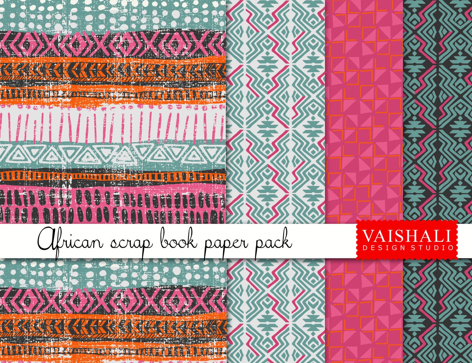 Tribal Prints, African Patterns, Seamless Pattern, 4 Sheets, Digital ...