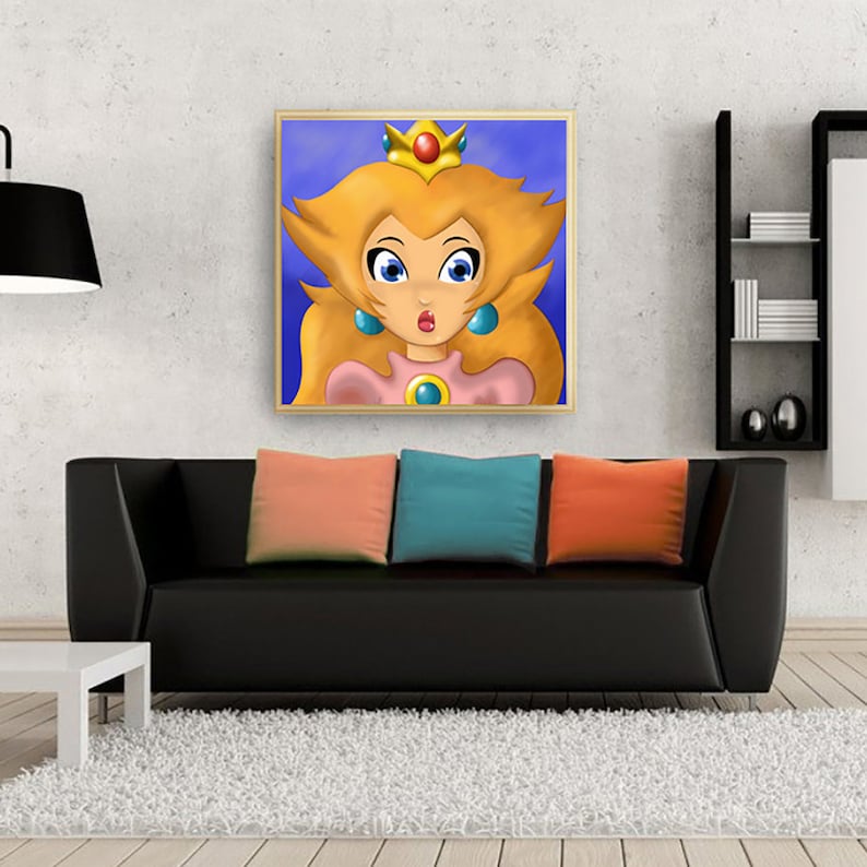 Princess Peach Painting Mario 64 50X50CM Canvas Print | Etsy