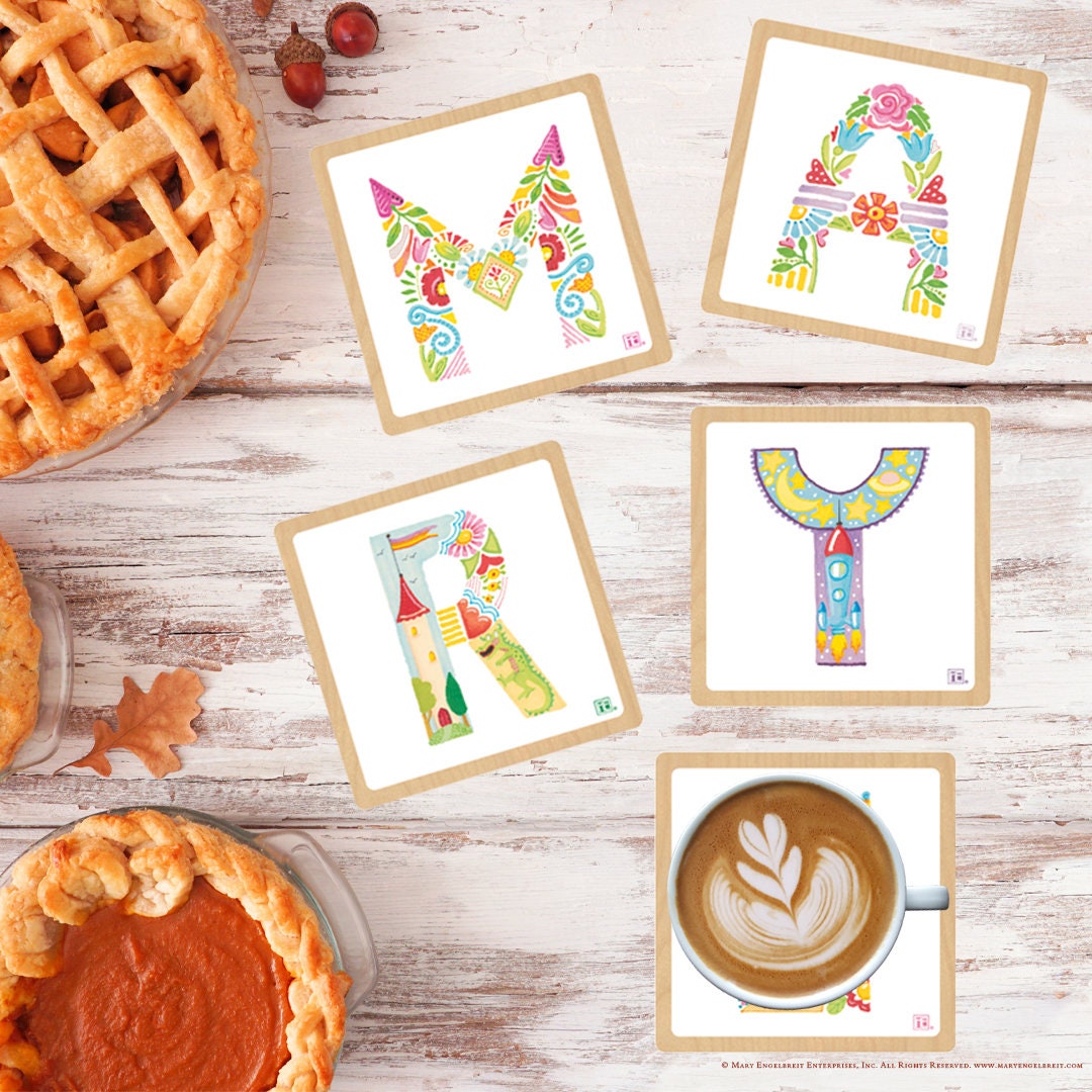 Mary Engelbreit Alphabet Garden Coaster Collection (set of 4) - Etsy