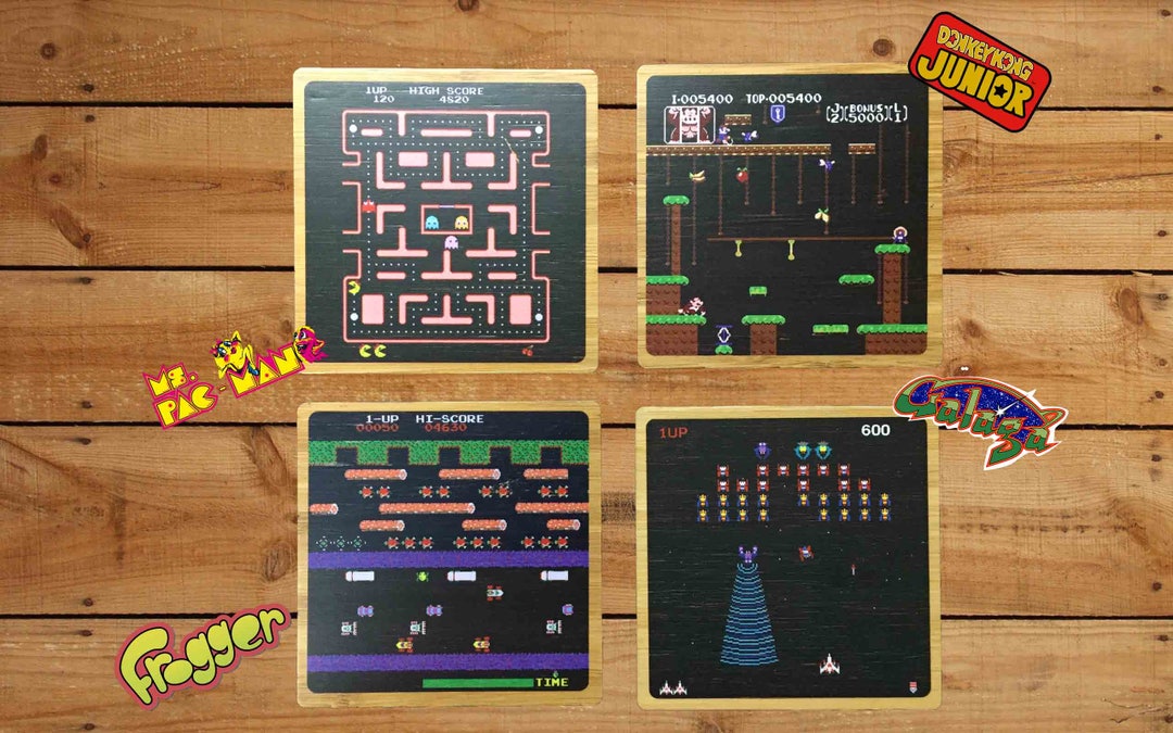 Vintage Video Game Wood Coaster Set, 80s Arcade Art - Etsy