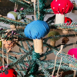 Repurposed Cork Mushroom Ornaments, Mushroom Ornaments, Handmade ...