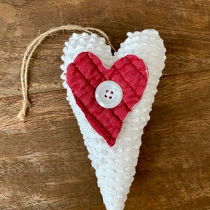 Handmade Primitive Fabric Heart, Valentine Decor, Primitive Heart ...