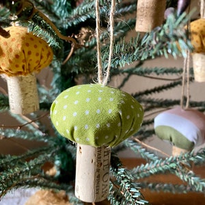 Repurposed Cork Mushroom Ornaments, Mushroom Ornaments, Handmade ...