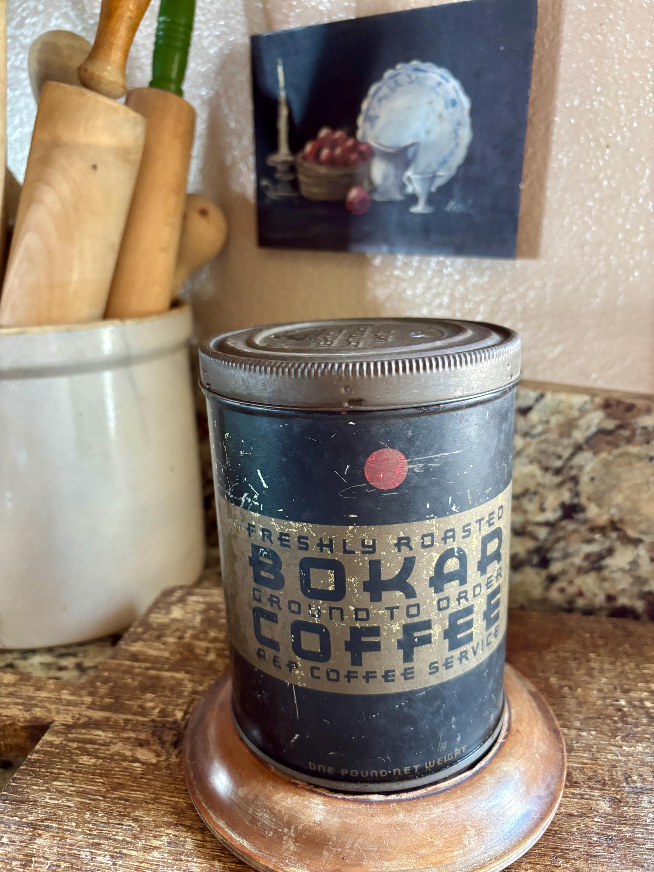 Vintage Bokar Coffee Tin, 1lb Can With Lid, Kitchen Storage Tin - Etsy