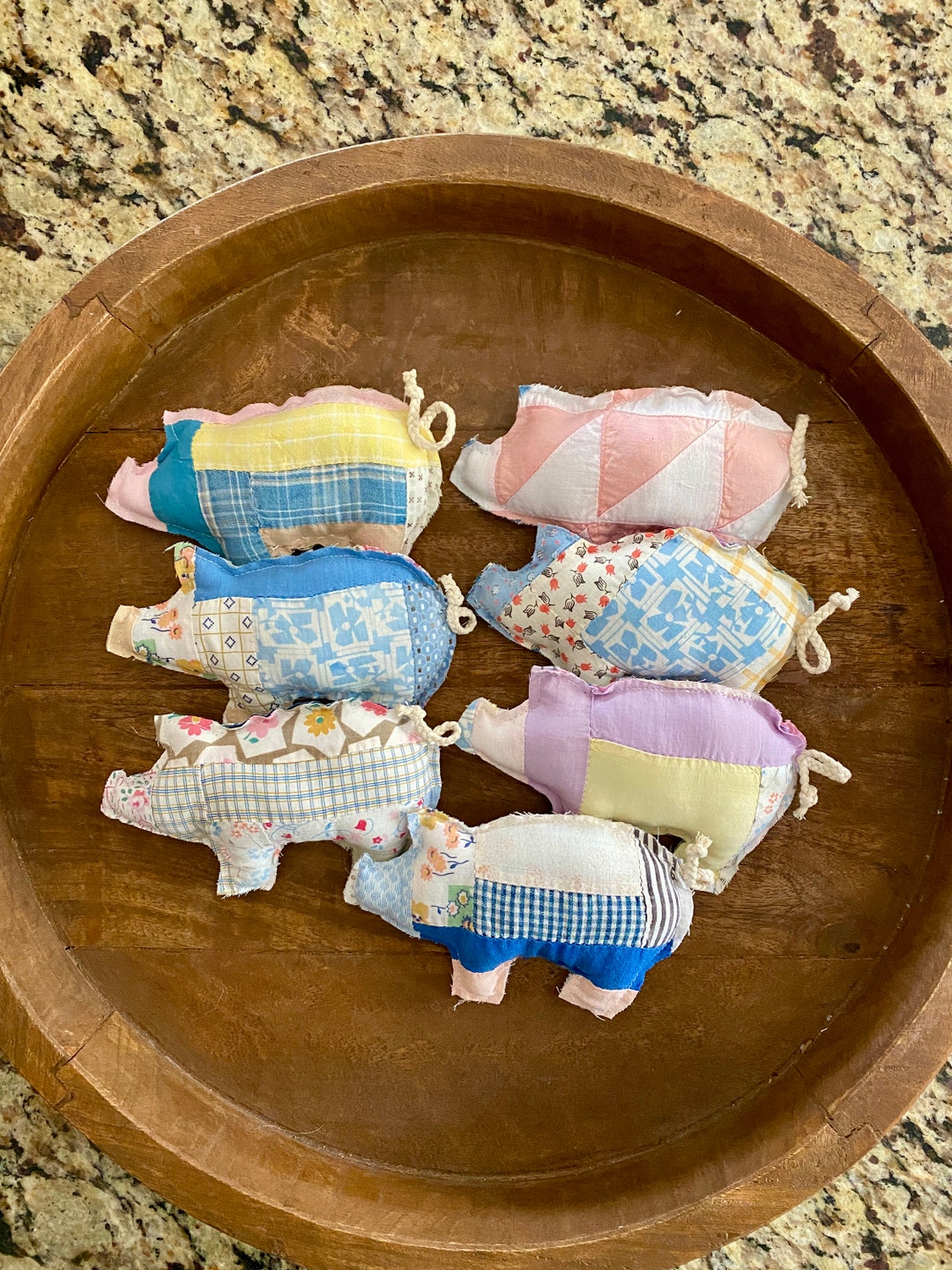 Mini Cutter Quilt Pigs, Vintage Quilt Mini Pigs, Quilt Mini Pig Bowl Fillers, Repurposed Quilt ...