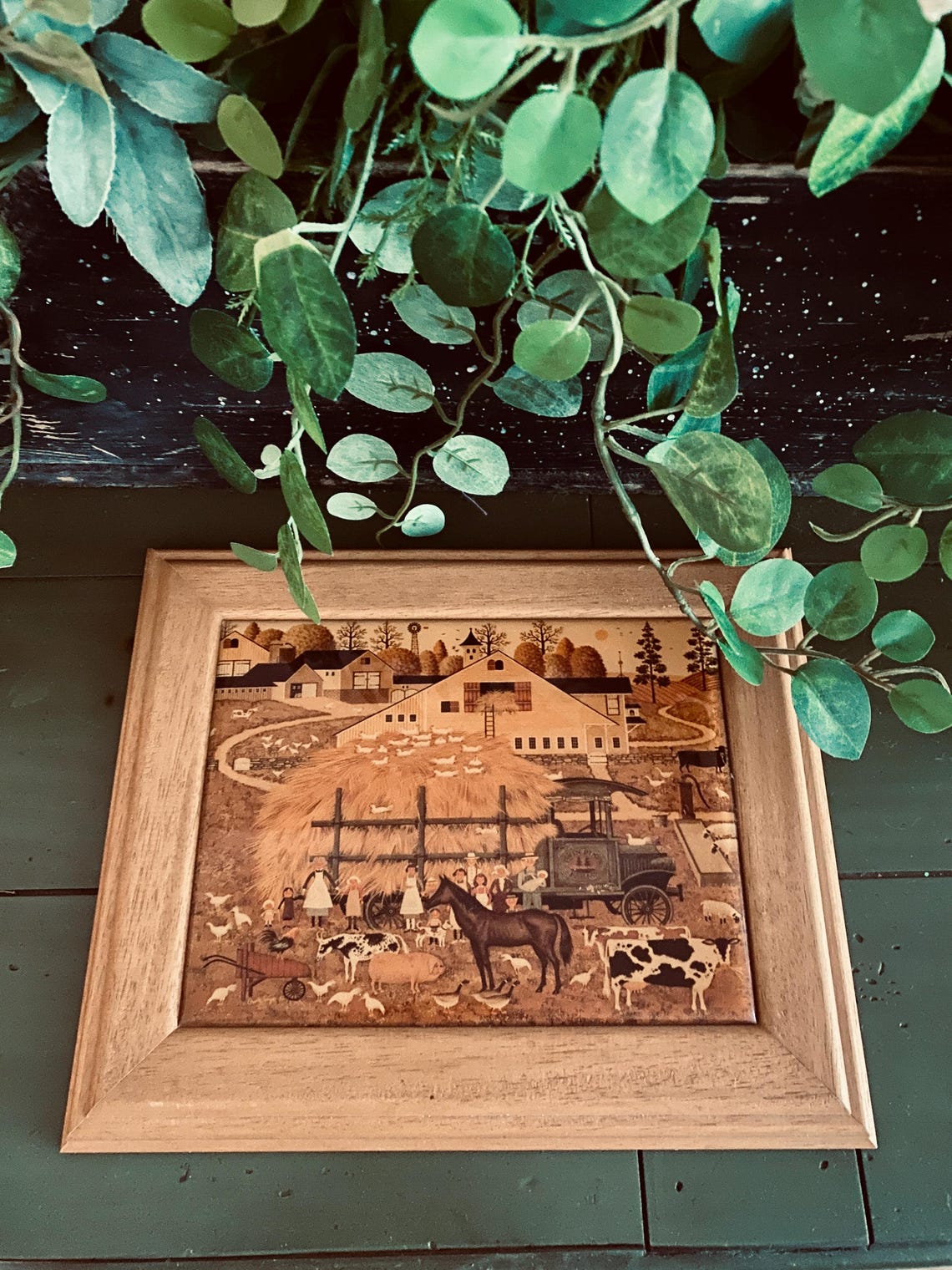 Fall Framed Farm Scene, Gorgina's Country Creations Plaque, Collector ...