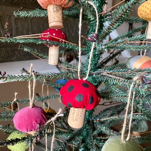 Repurposed Cork Mushroom Ornaments, Mushroom Ornaments, Handmade ...