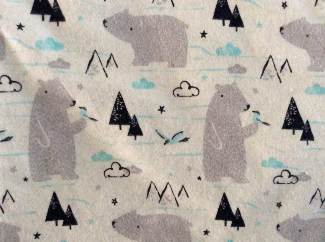 Bear in the Woods Flannel Swaddle Blanket-double Sided Flannel - Etsy