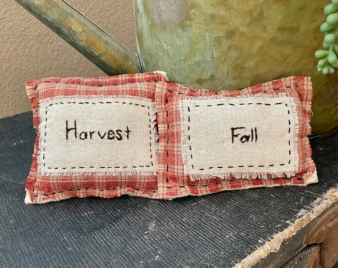 Handmade Primitive Fall Pillow Bowl Fillers, Fall Decor, Vintage Quilt ...