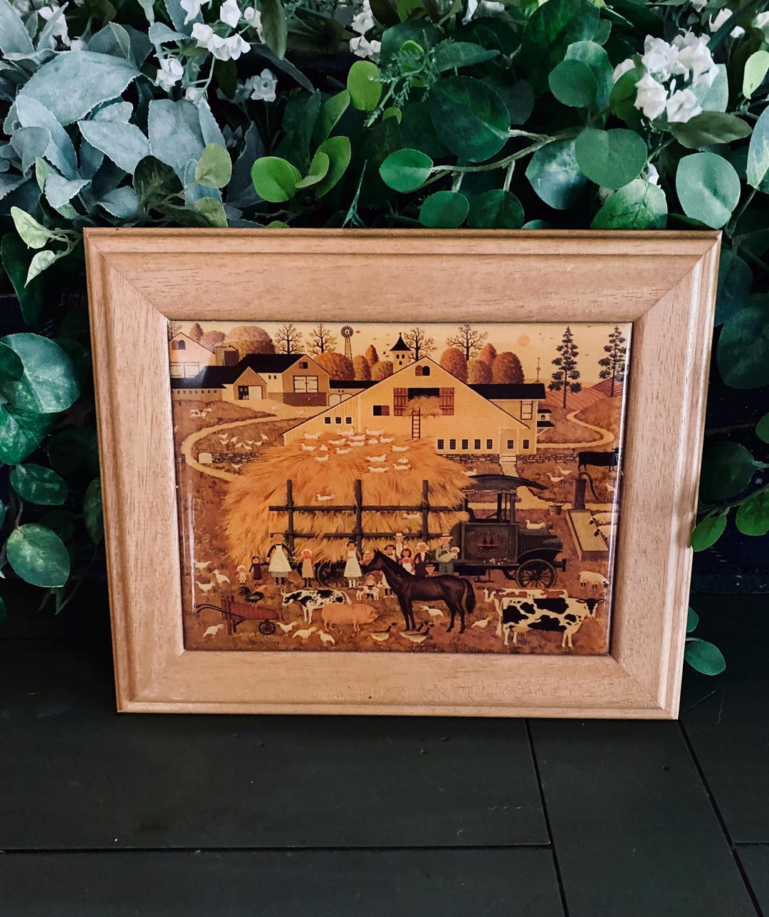 Fall Framed Farm Scene, Gorgina's Country Creations Plaque, Collector ...