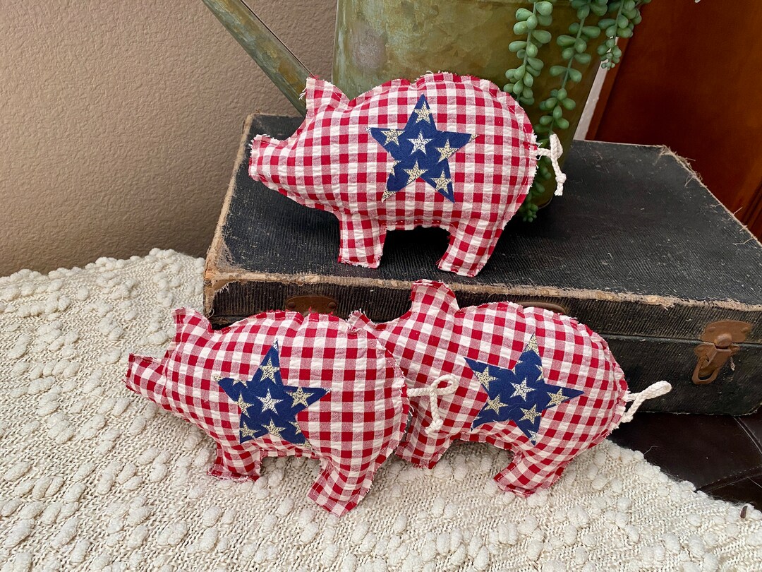 Patriotic Pigs, Red Gingham and Stars Pigs, Patriotic Pig Bowl Fillers ...