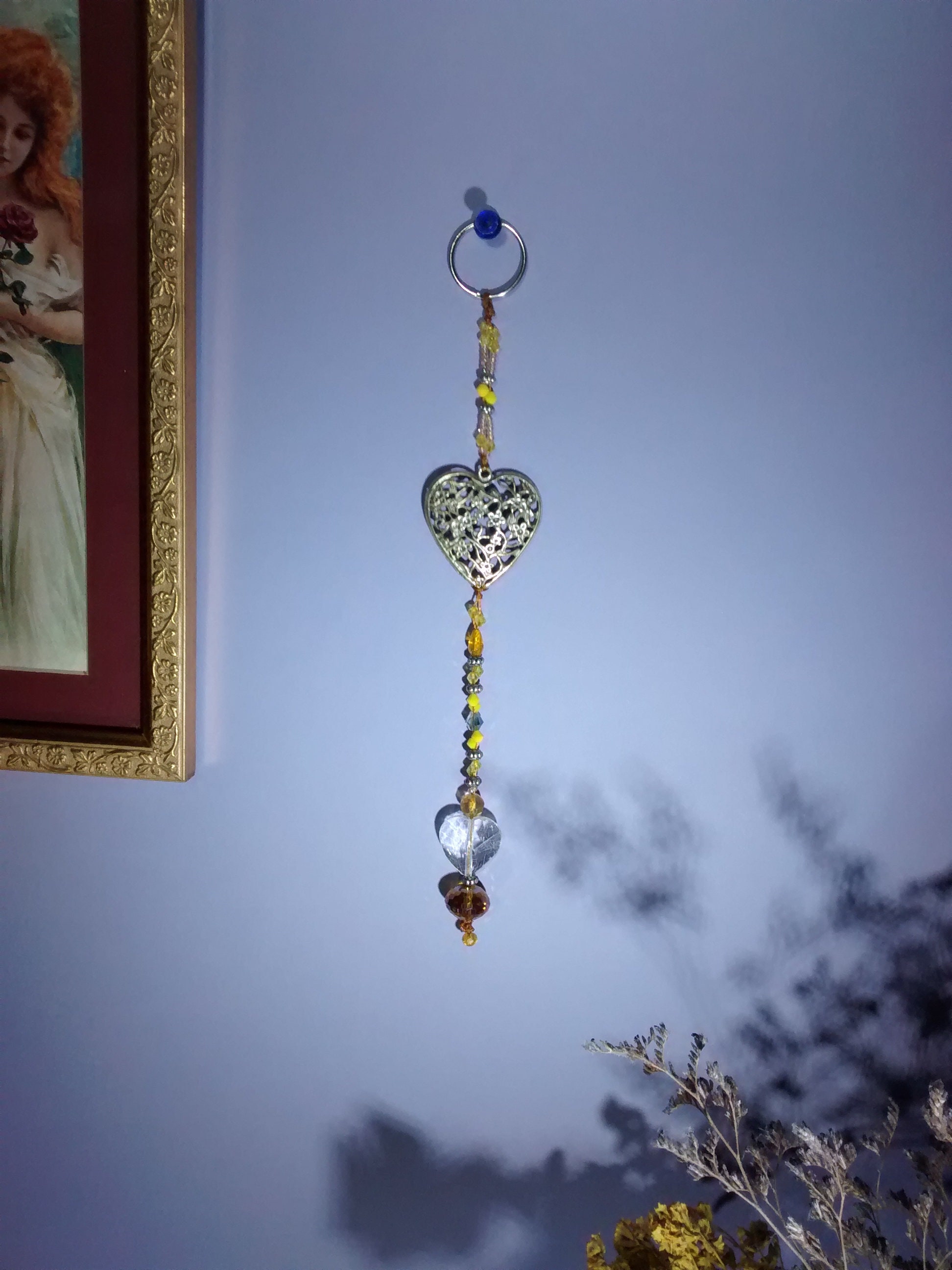 LOVE Yellow Silver Heart Wall Jewelry GIFT Birthday - Etsy