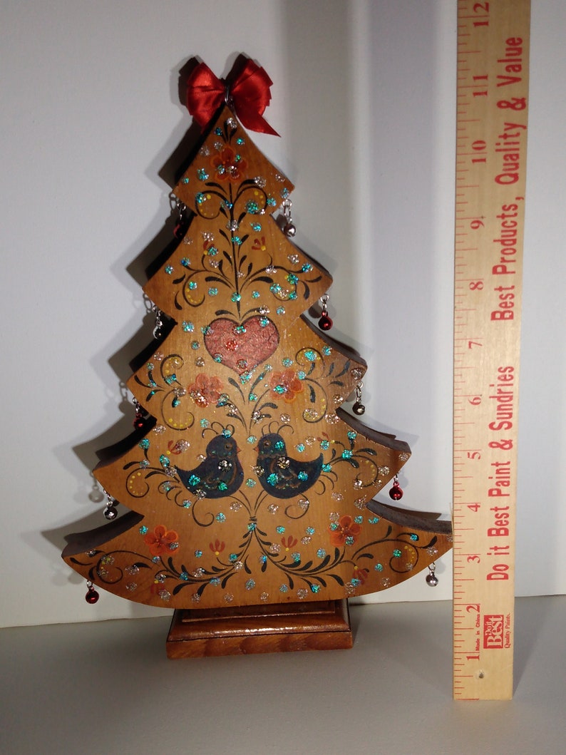 Folk Art Christmas Tree Table Decor Blue Bird of Happiness - Etsy