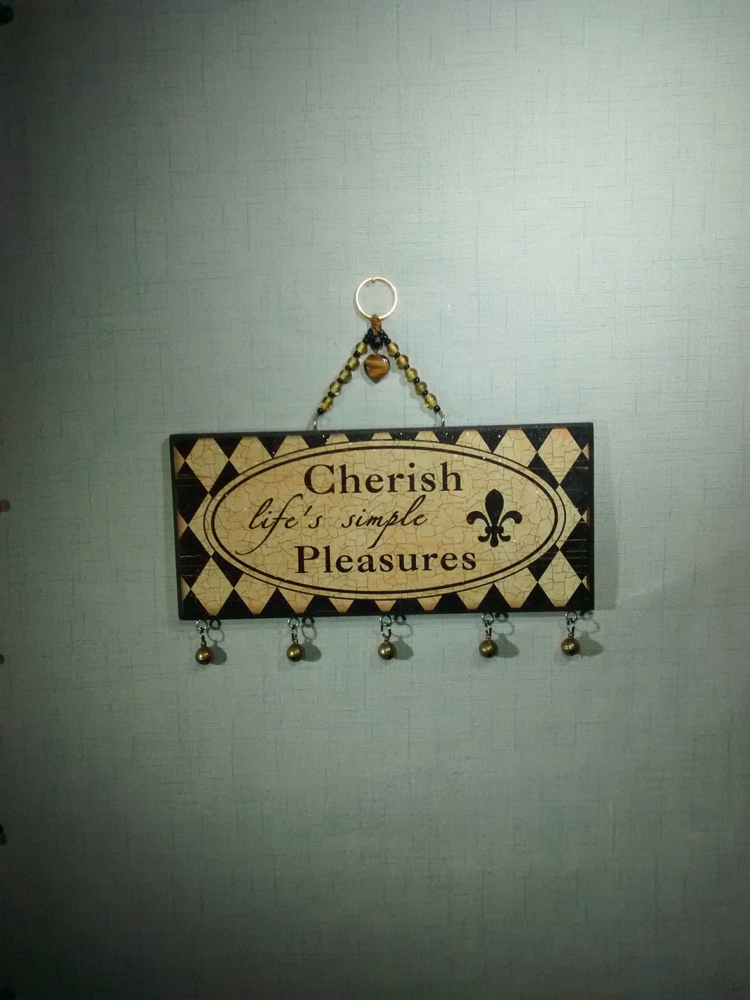 Fantastic Gift! "cherish Life's Simple Pleasures", Sign, Wood, Fleur De ...