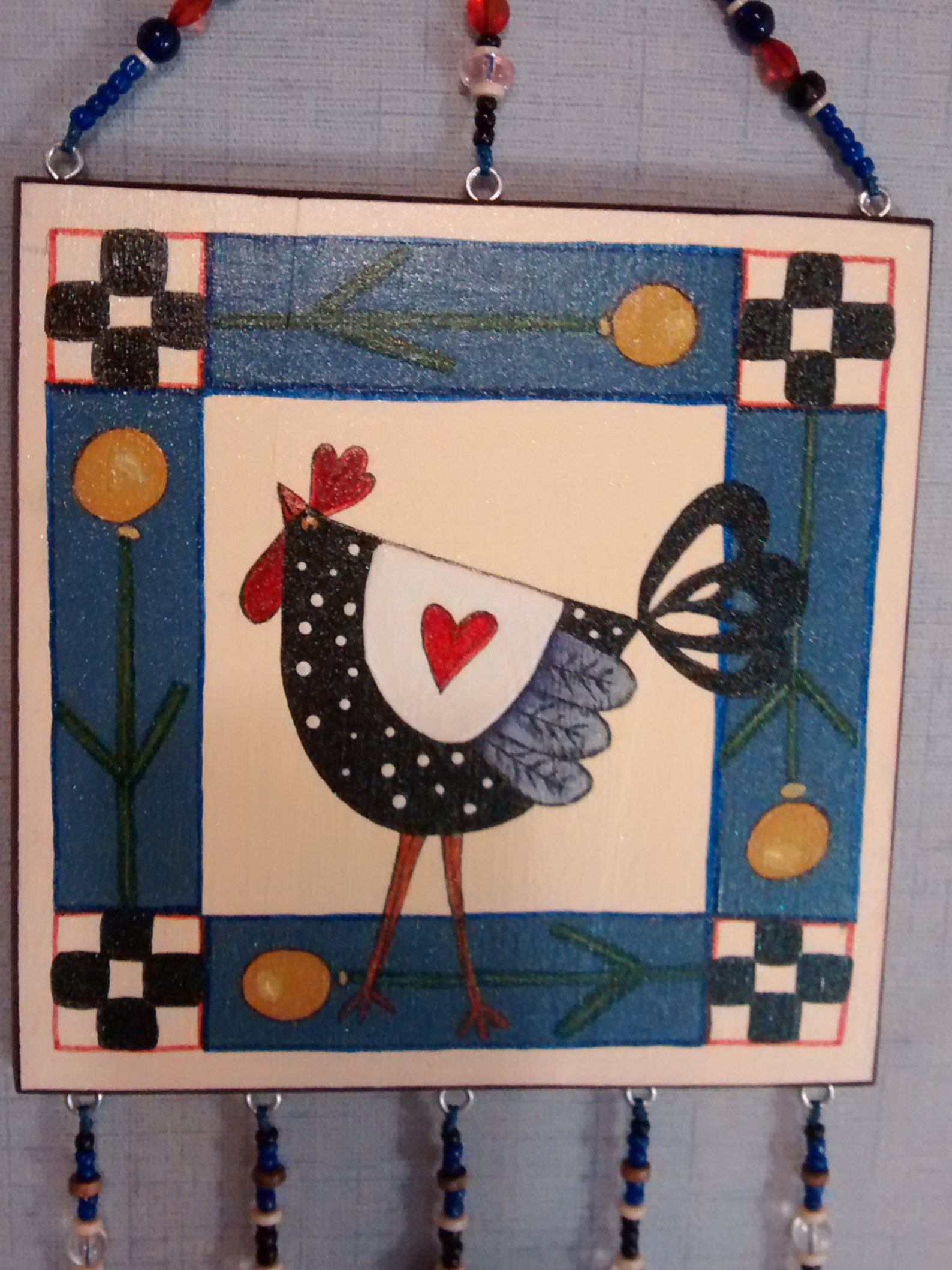 Chicken Wall Art Kitchen Chicken Decor Funny/funky Folk Art - Etsy