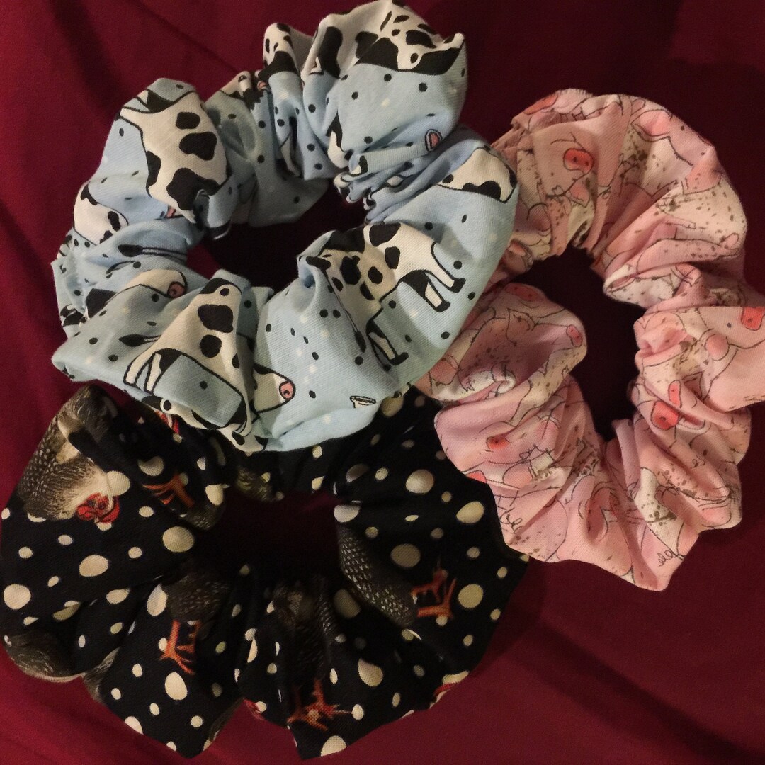 Farm Animals Scrunchie Collection 4 Styles to Choose From PIG, Cow or ...