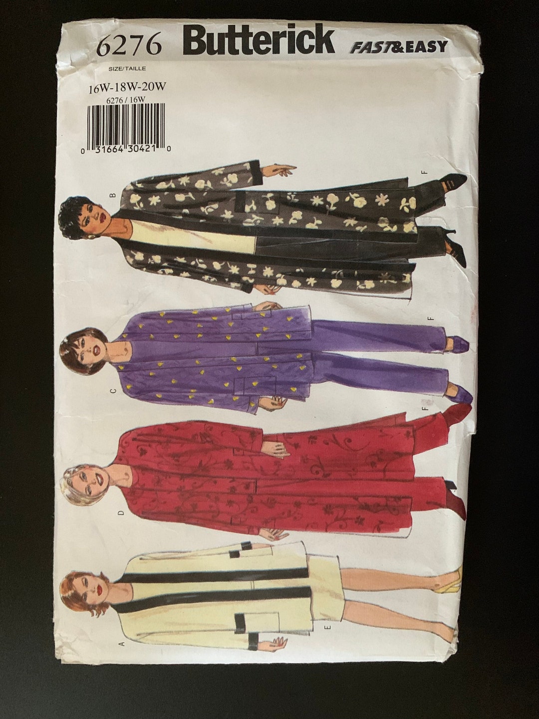 Butterick Fast and Easy Sewing Pattern #6276 - Jacket, Duster, Skirt ...