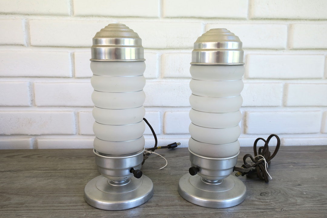2 Vintage Mid Century Modern Bullet Lamps, Torpedo Bedside Lamps - Etsy