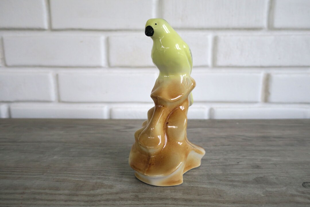 Ceramic Parakeet Figurine, Modern Coffee Table Decor, Bookshelf Decor ...
