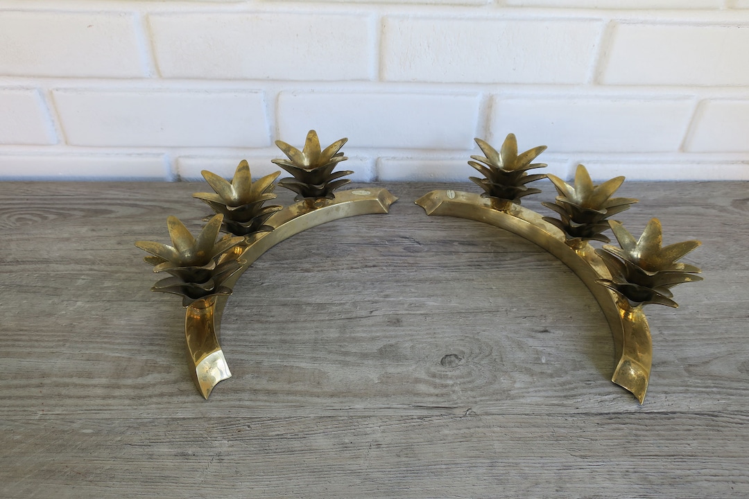 Vintage Art Deco Brass Candelabra, Unique Candlesticks Holders, Brass ...