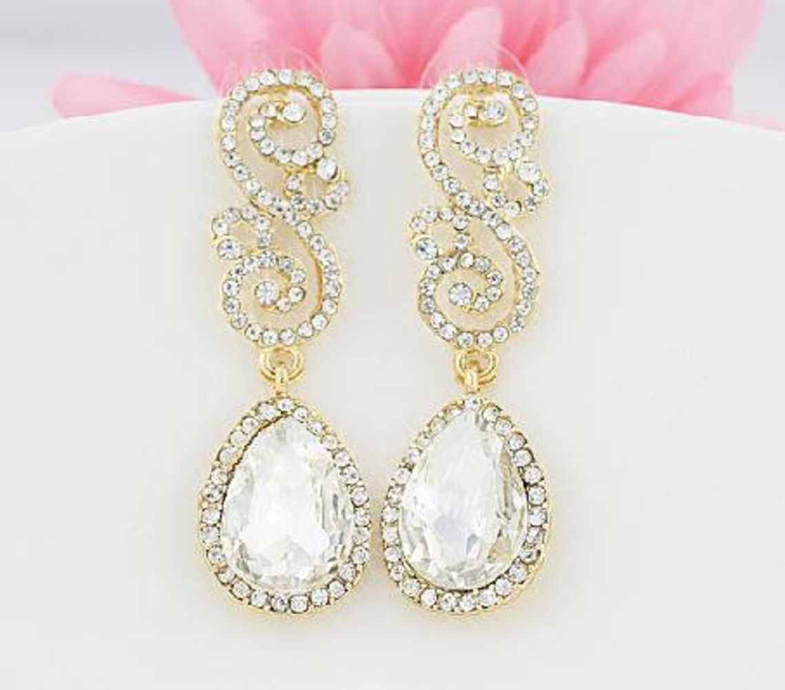 Rhinestone Earrings Dangle Drop Earrings Wedding Earrings Etsy Canada