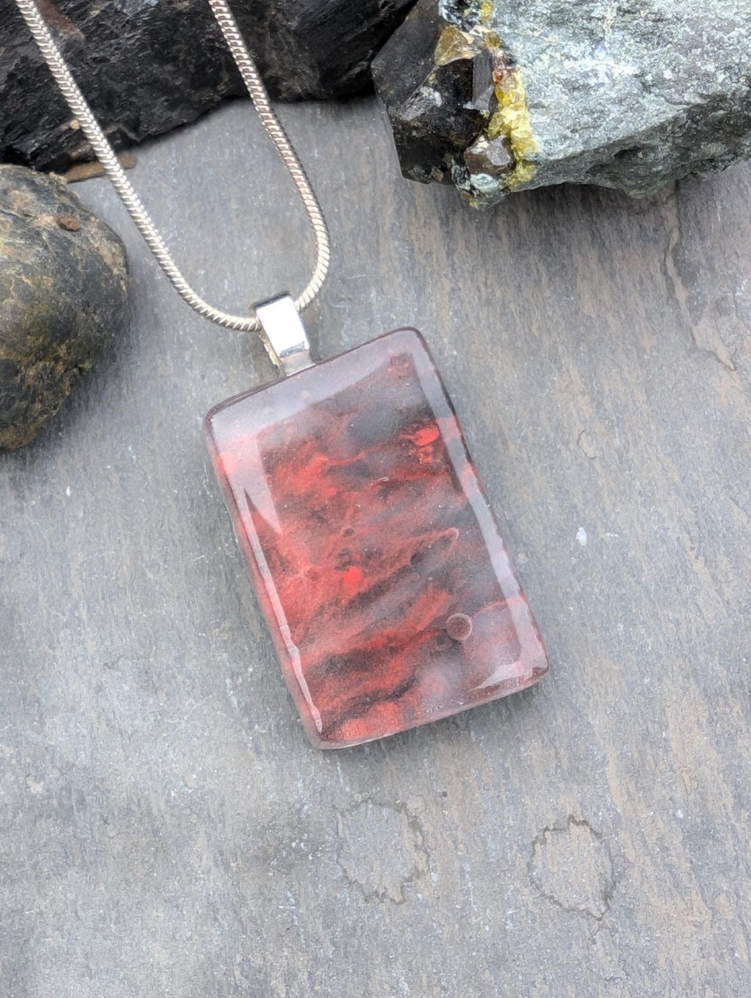 Stunning Handcrafted Volcano Inspired Enamel and Fused Glass Necklace ...