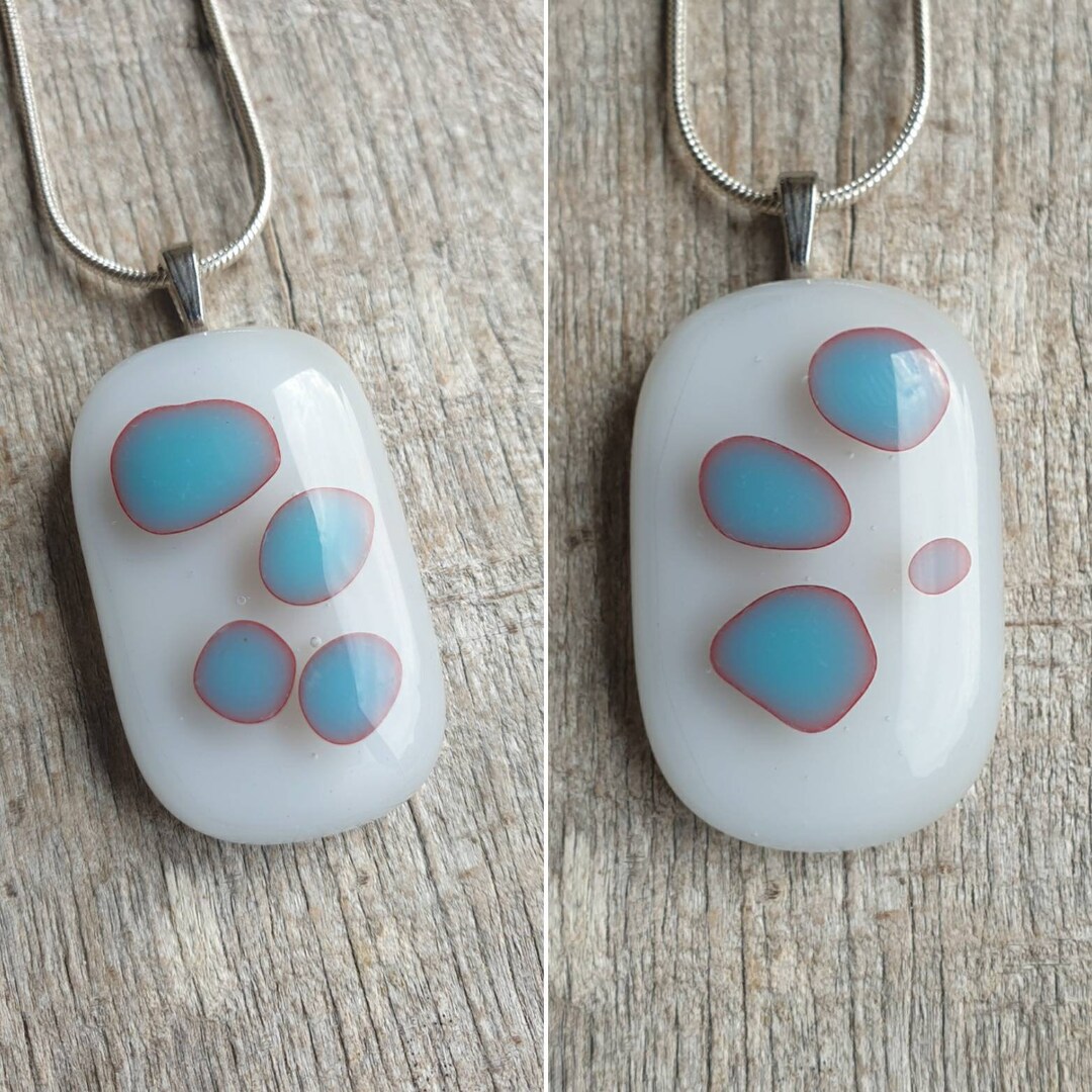 Fused Glass Pendant Necklace: Turquoise Blue Reactive Glass Jewelry - Etsy
