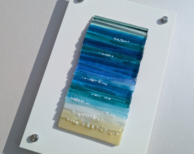 Beautiful Wall Mounted Seascape. Amazing Abstract Fused Glass Seascape ...