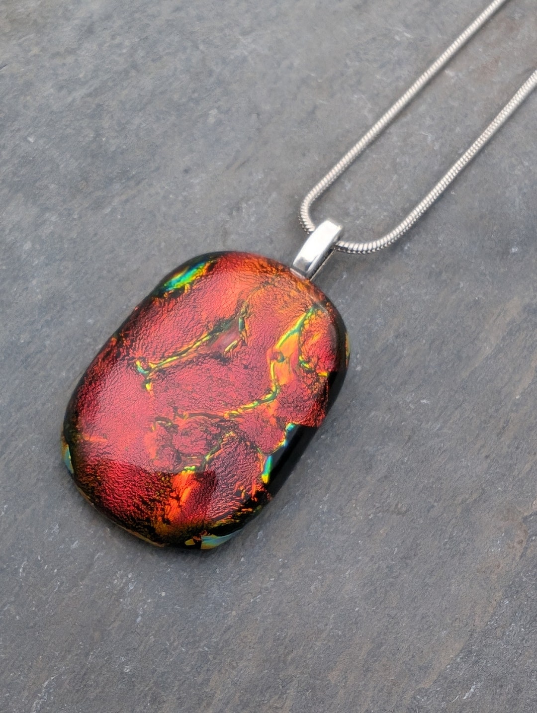 A Unique Lovely Fiery Coloured Necklace. Stunning Deep Red and Gold ...