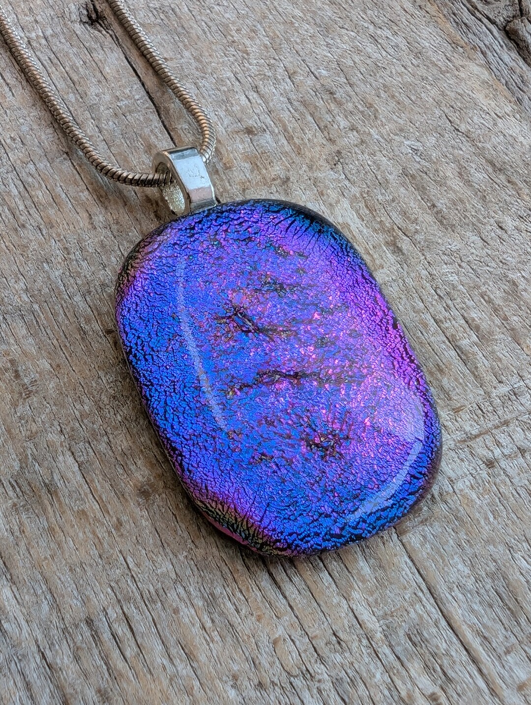 Lovely Sparkling Blue to Pink Dichroic Glass Necklace. Lovely Dichroic ...