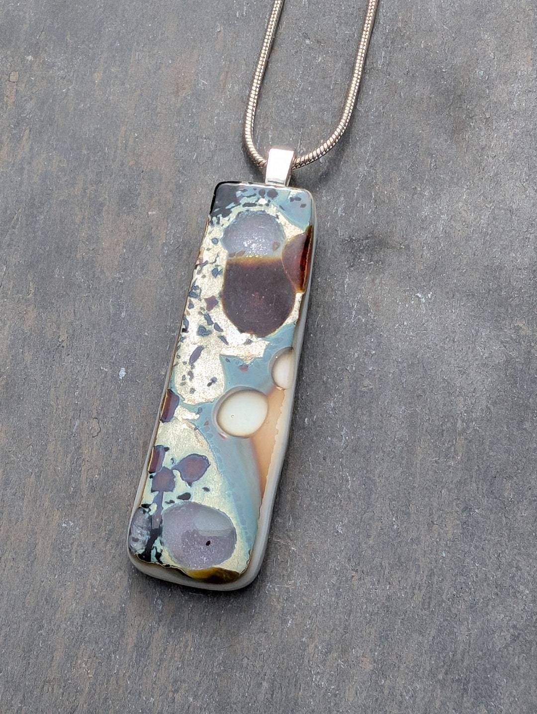 Beautiful Unique Reactive Glass Necklace. A Special Handcrafted Fused ...