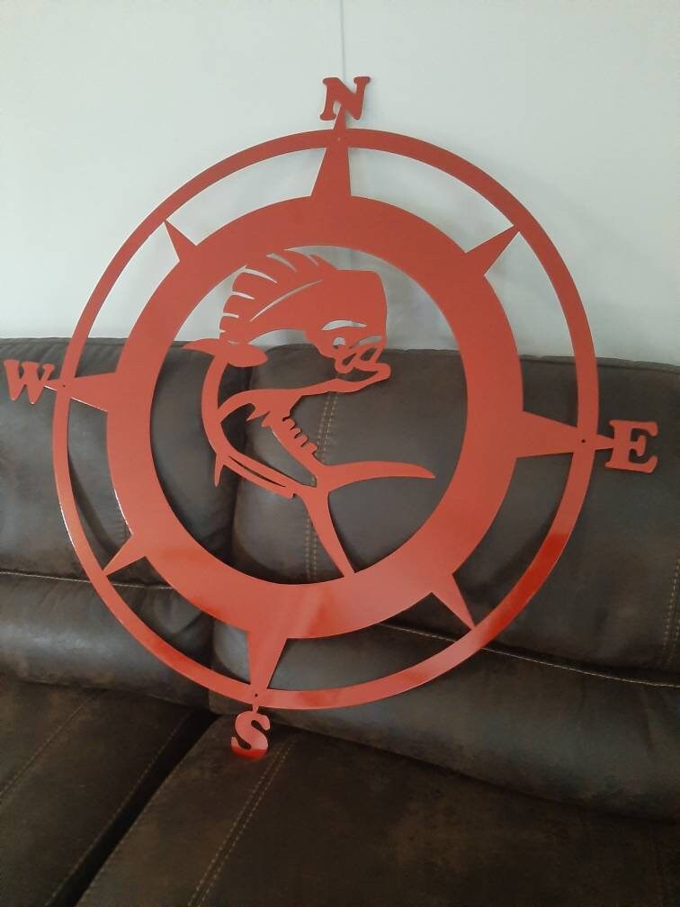 Mahi Mahi Compass Metal Wall Art Dolphin Compass - Etsy