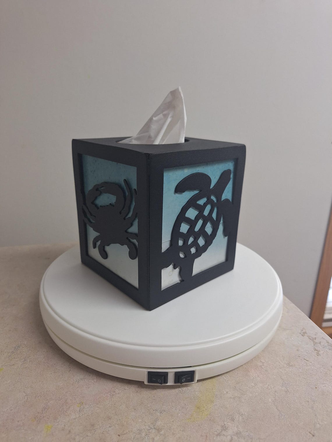 Crab and Turtle Tissue Box Cover - Etsy