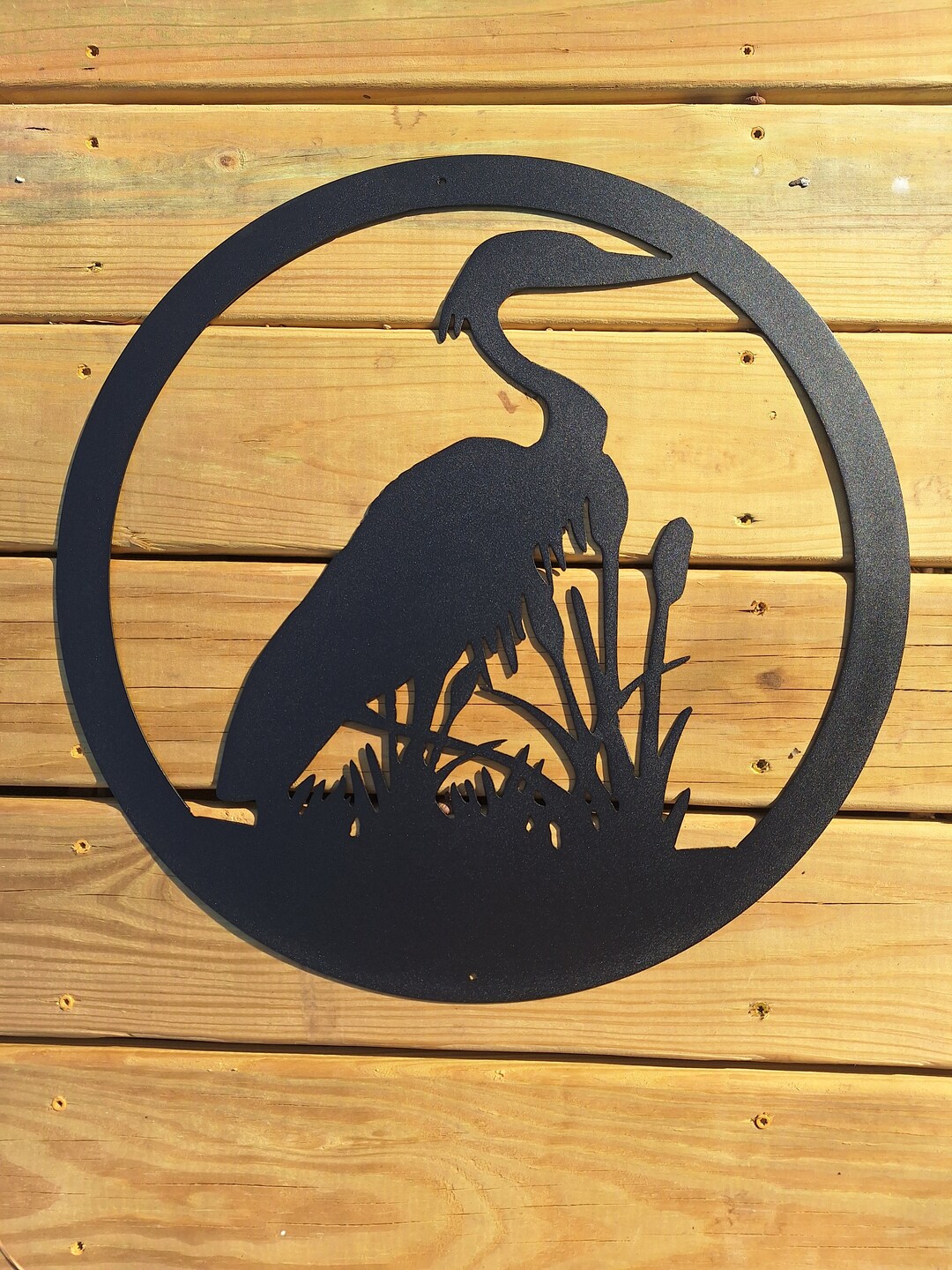 Round Heron Scene Wall Art - Etsy
