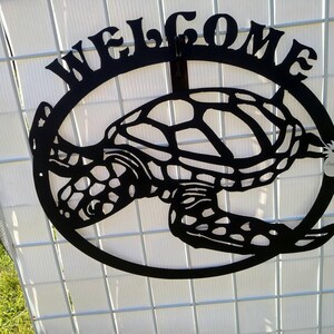Sea-turtle Welcome Sign Metal Art Turtle Welcome Yard Art - Etsy