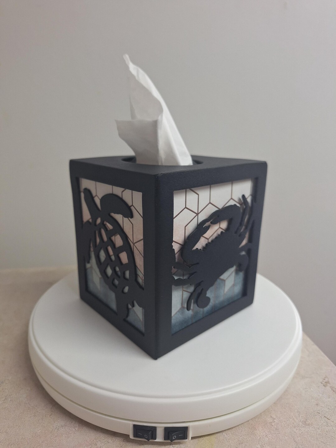 Crab and Turtle Tissue Box Cover - Etsy