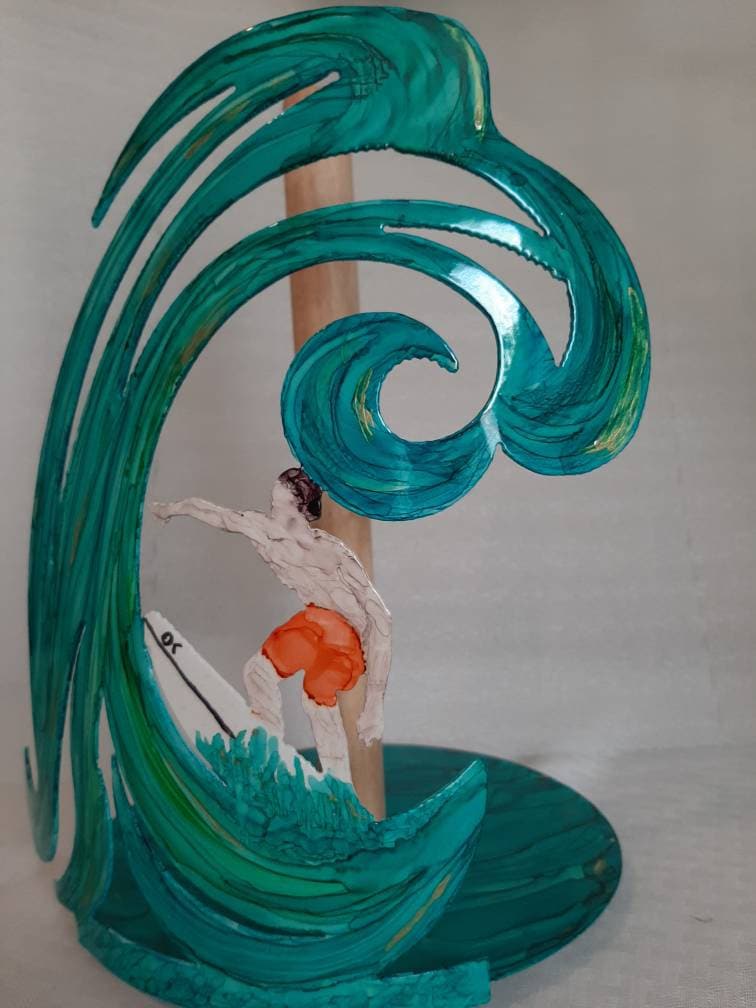 Surfer wave paper towel holder | Etsy